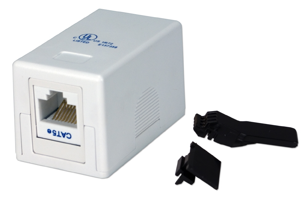 C5BX-1PWK - Single Port CAT5e Keystone Jack White Surface Mount Box Kit