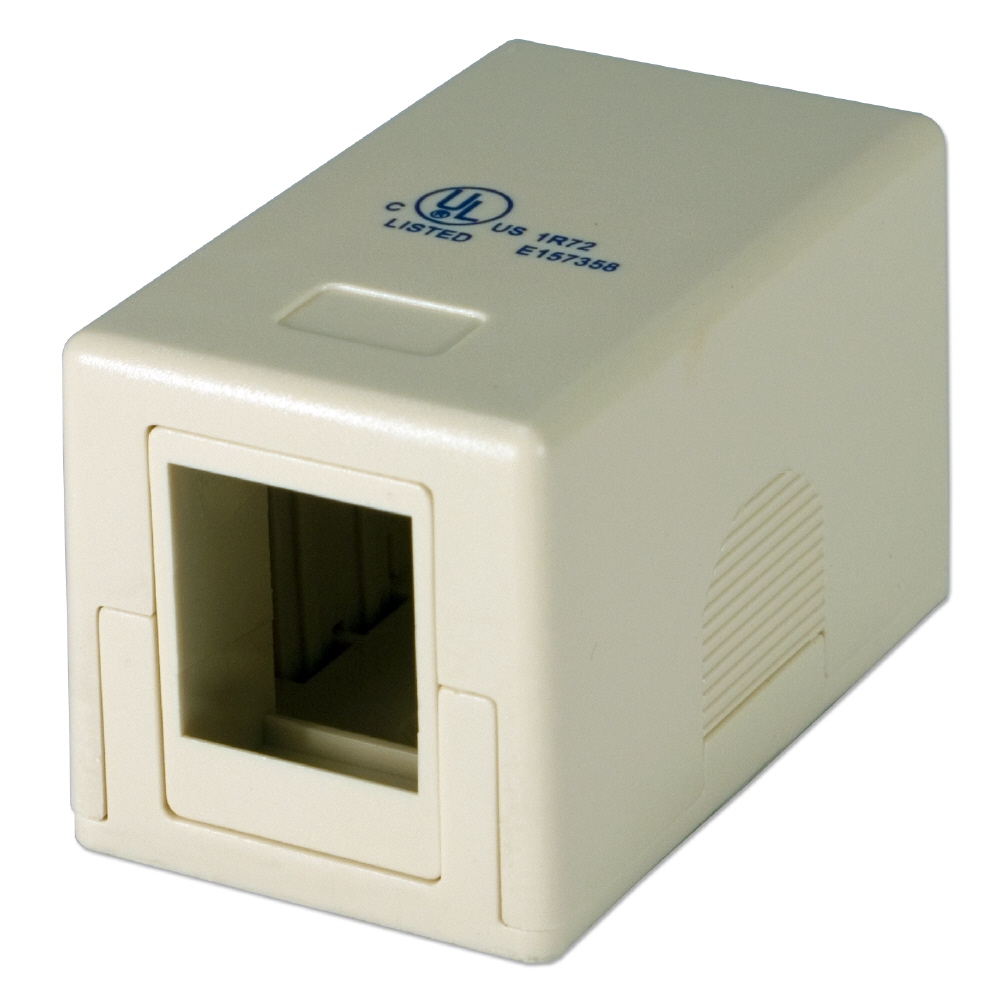 C5BX-1P - Single Port Beige Surface Mount Box for CAT5/CAT6 Keystone Jack